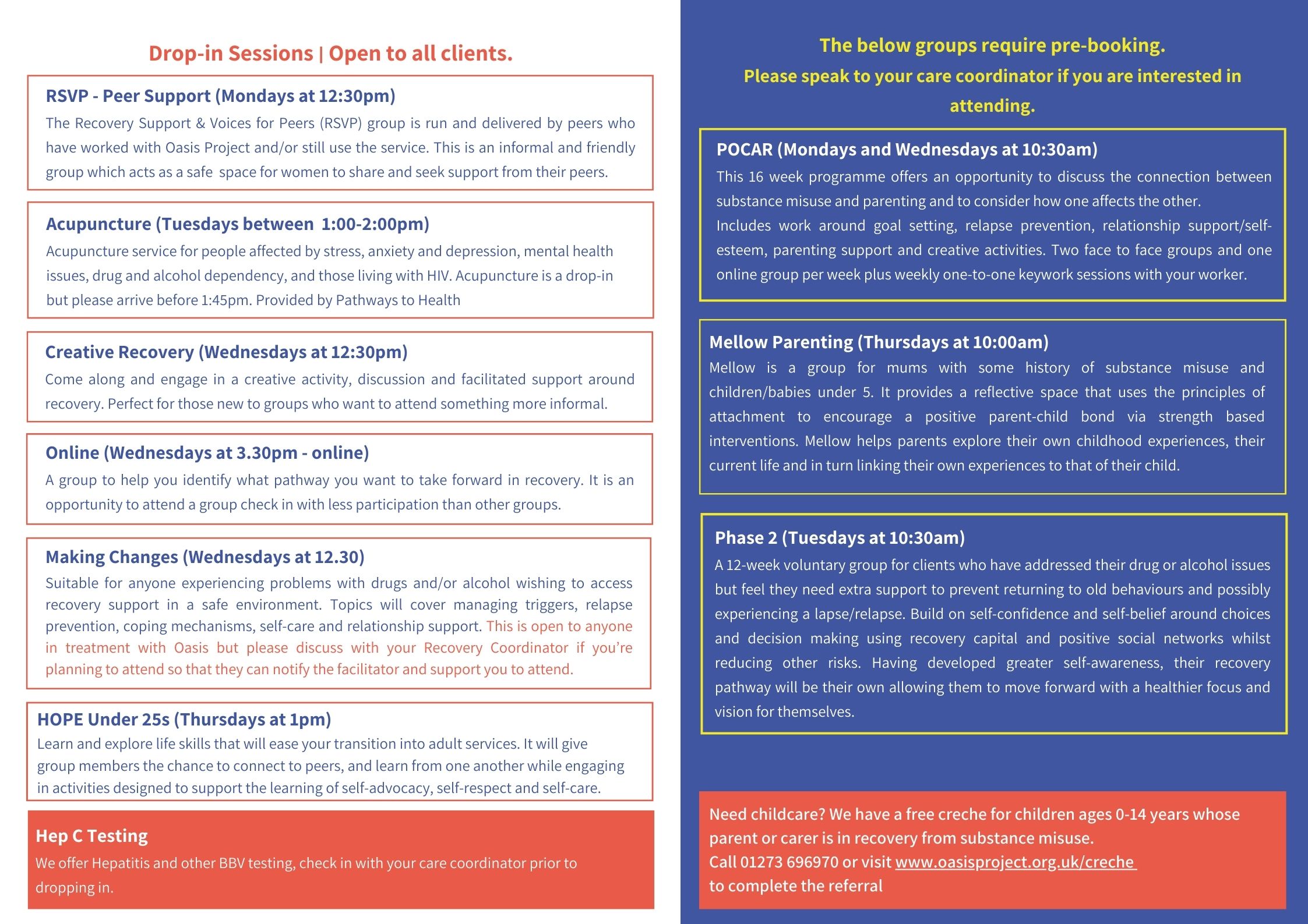 Oasis Project - We give hope to people affected by drugs & alcohol.
